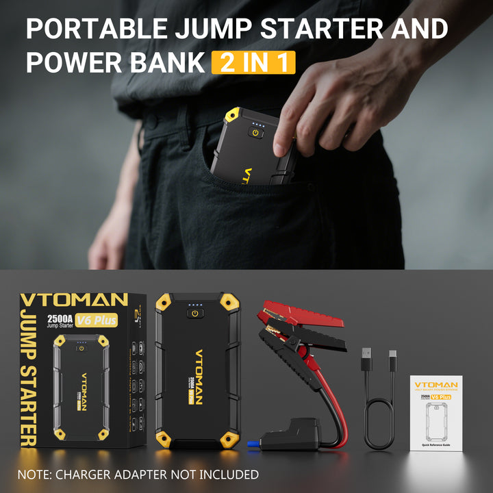 VTOMAN V6 PLUS 2500A Car Jump Starter,Portable Battery Jumper for 12V