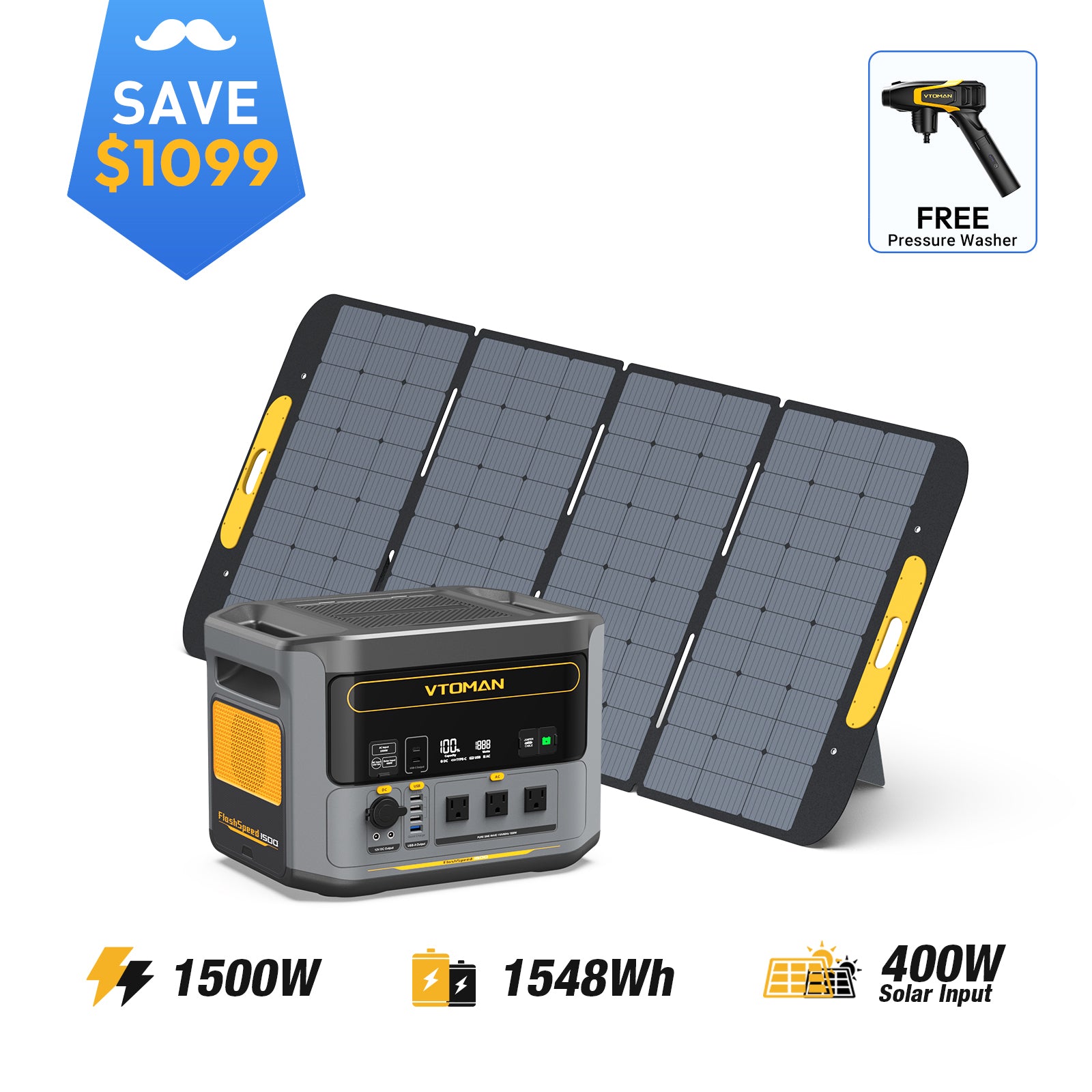 1500W Solar Generator | Quick Charge & High Capacity – VTOMAN