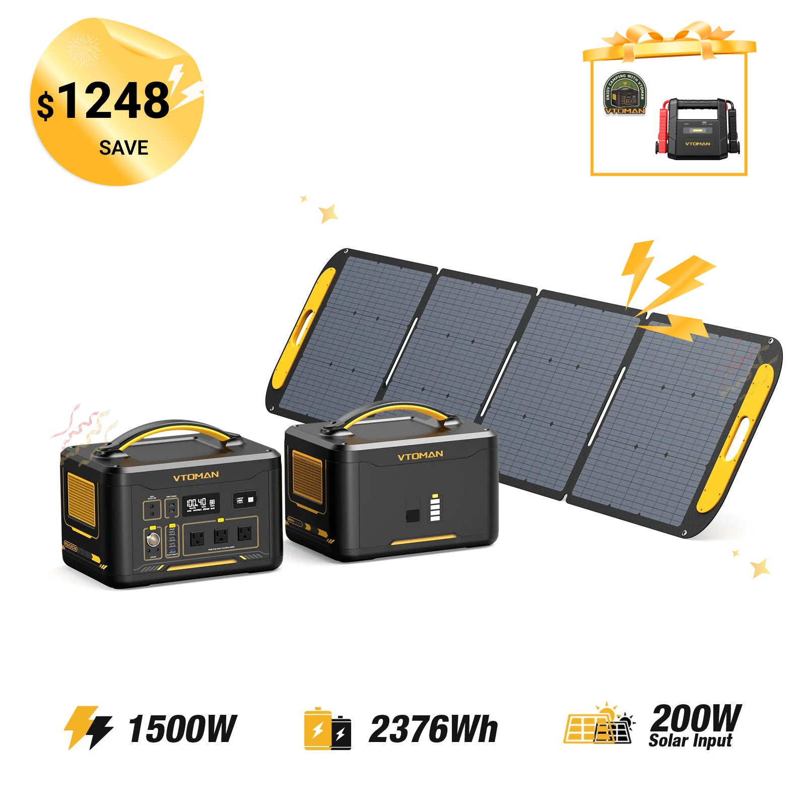 Jump 1500W/2376Wh 200W Solar Panel – VTOMAN