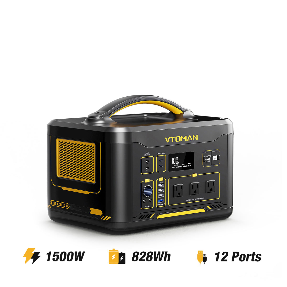 VTOMAN Jump 1500X Portable Power Station 1500W 828Wh 12 Ports