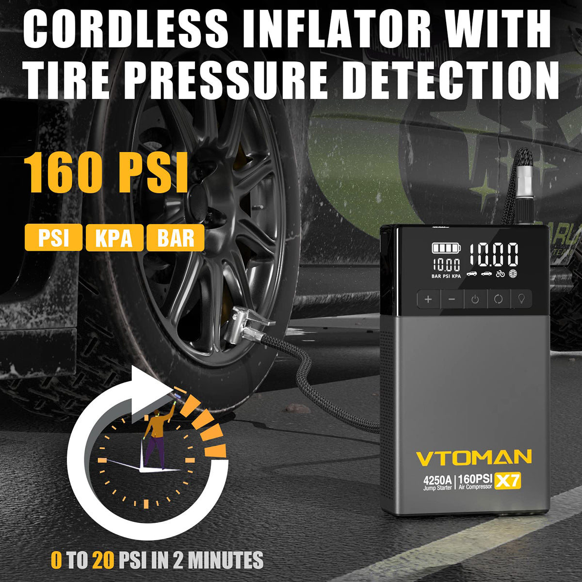 Jump Starter & Air Compressor | 4250A Peak Power – VTOMAN